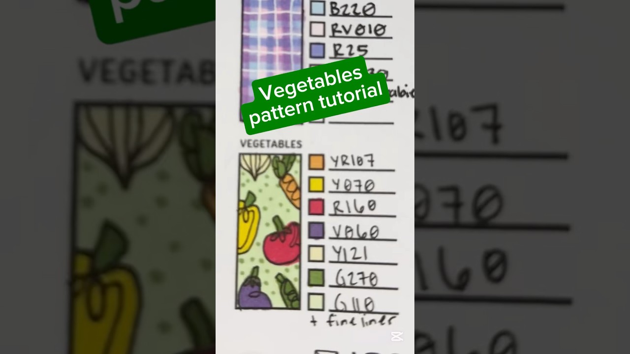Vegetables pattern colouring tutorial