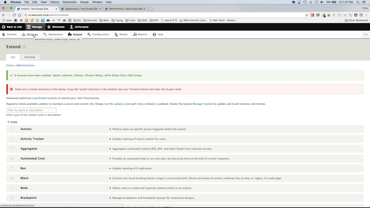 Installation Walkthrough - Stacks Drupal Module