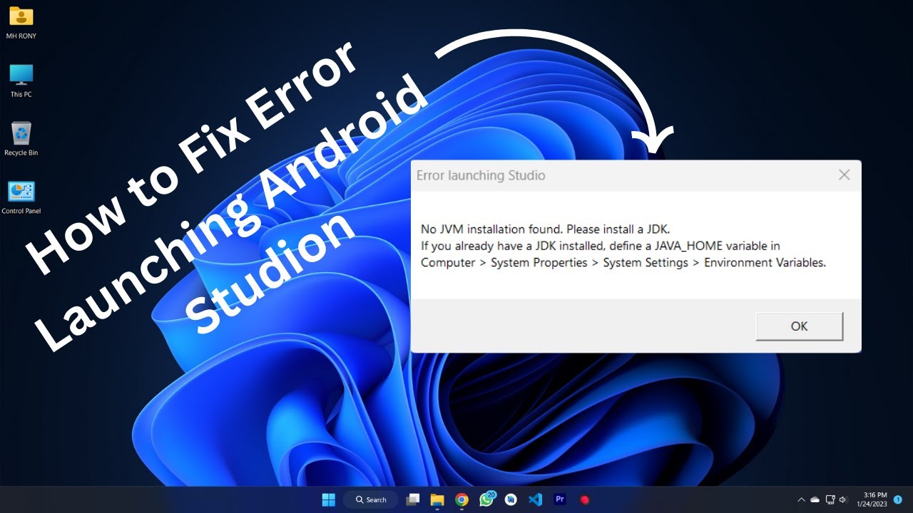 No jvm installation found android studio Error Launching in Android Studio || Code Camp BD - 2023