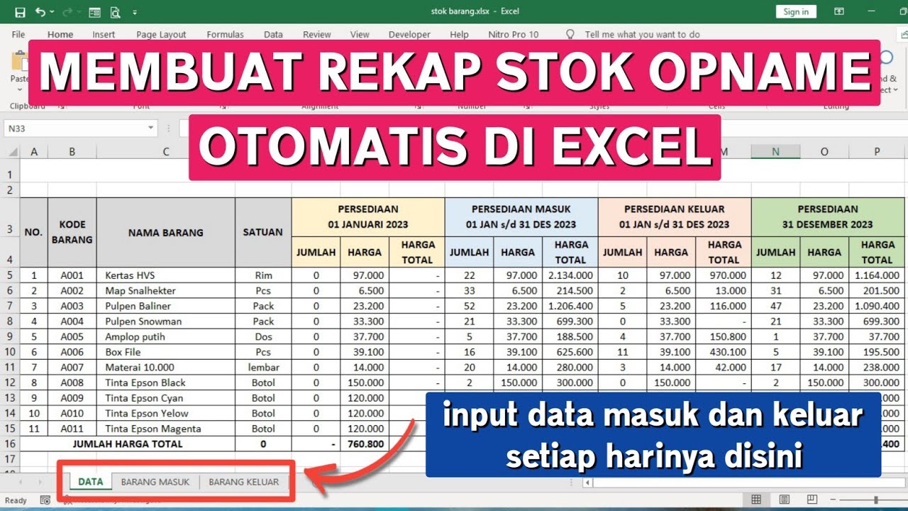 Cara Membuat Rekap Barang di Excel Otomatis