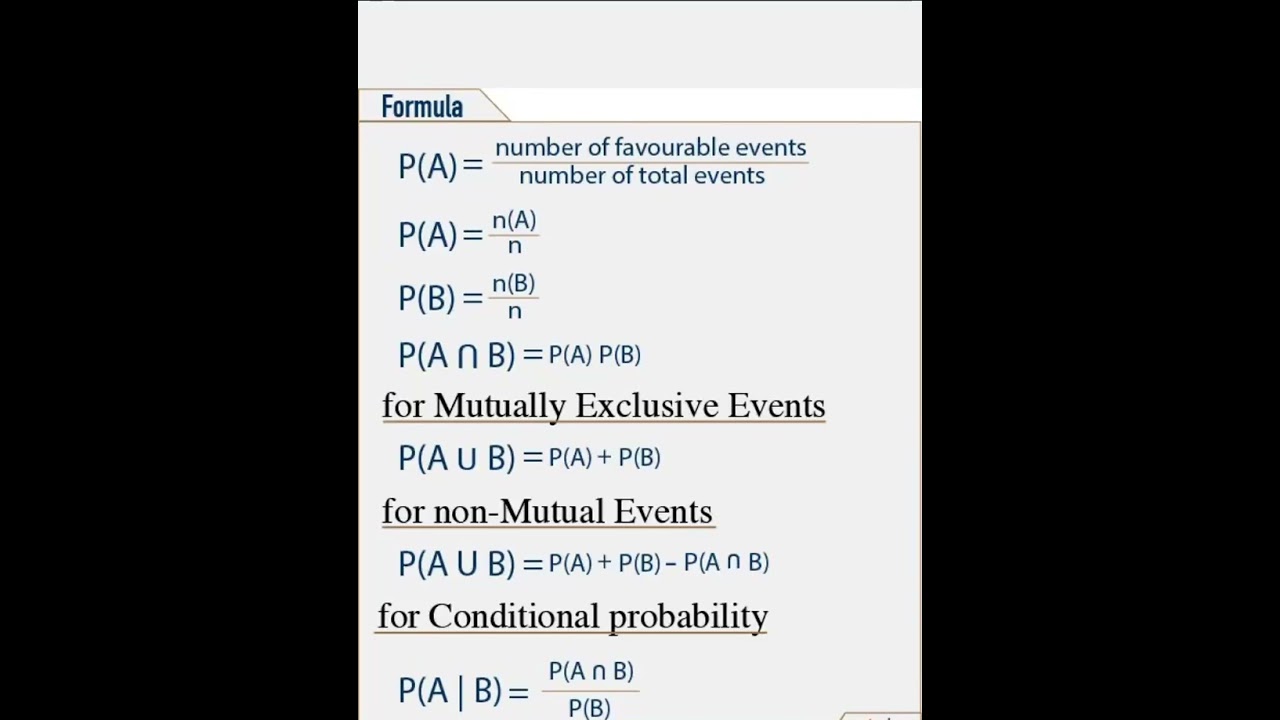 Basic Statistics & Probability Formulas #shortmathvideo