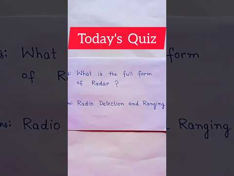 Full Form of Radar #radar#generalknowledge#general_knowledge #gk #gkquiz #gkfacts #shorts #gktoday
