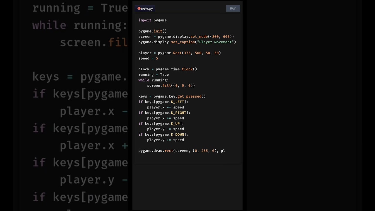 Pygame - Moving a player | Character Movement  || Pygame python tutorial #python #pygame