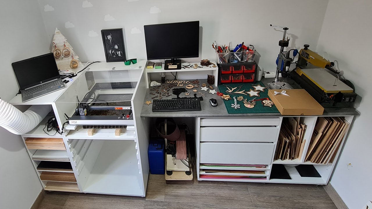 Taller con mueble para láser Ortur Master 3 + consejos para abrir tu negocio y ganar dinero