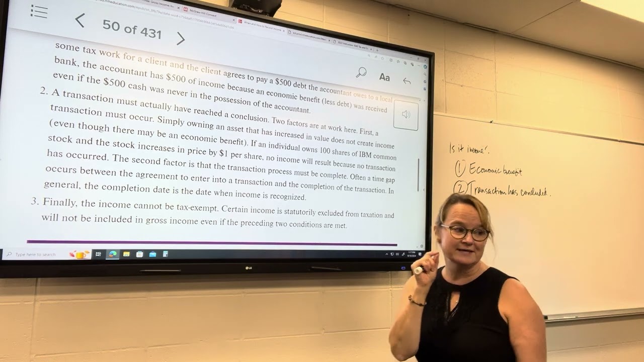 Income tax accounting, fall 2024, chapter 3, LO 3–1, when and how to record income