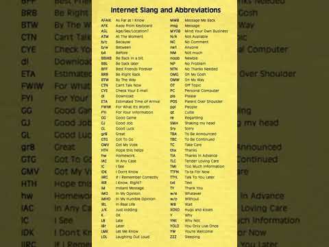 Internet slang and Abbreviations