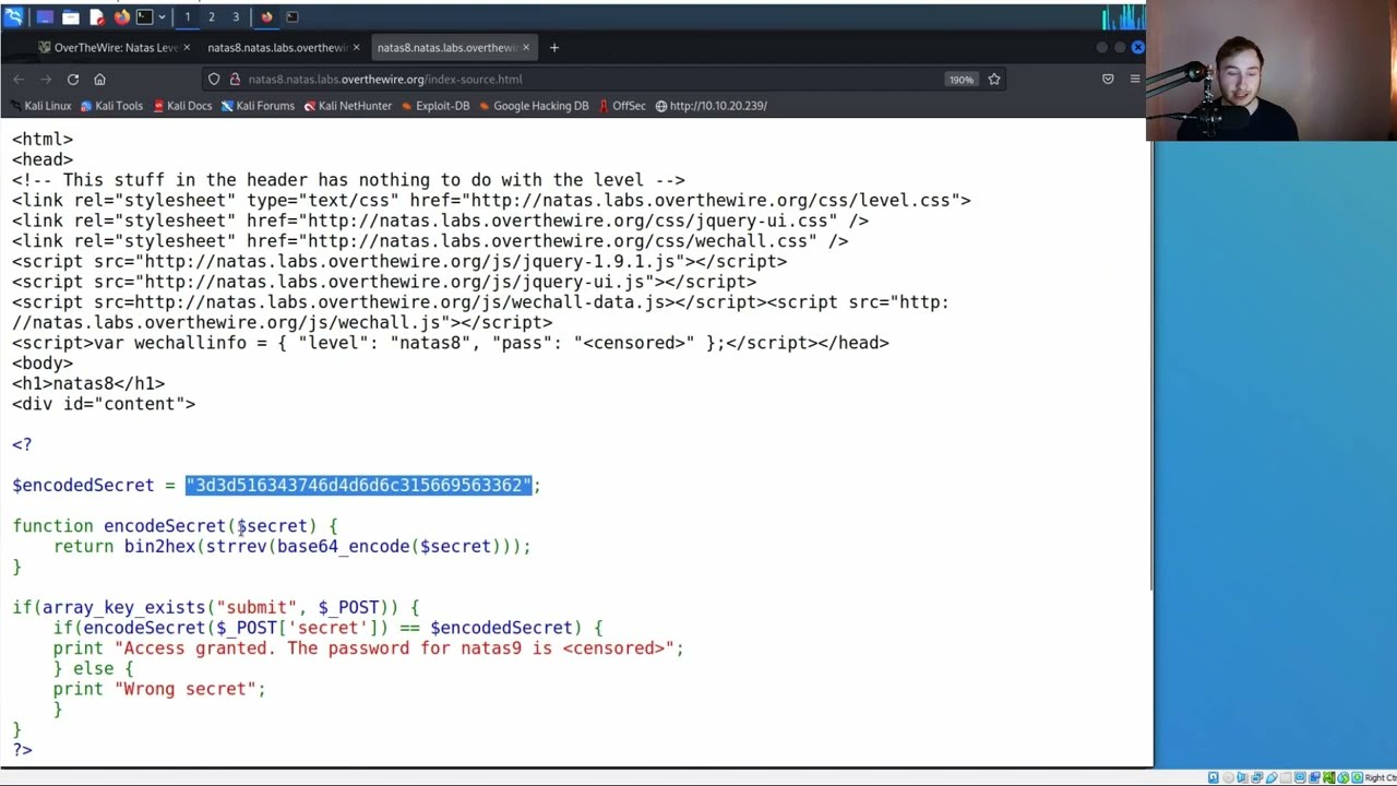 PHP Base64 & Hex Decoding | Natas: OverTheWire (Level 8)
