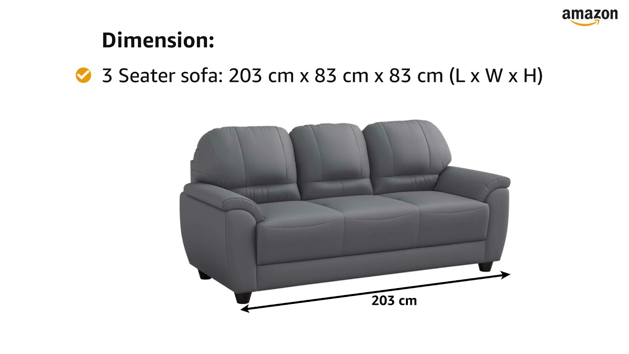 Amazon Brand - Solimo Tulip Leatherette 3 Seater Sofa (Grey)👌