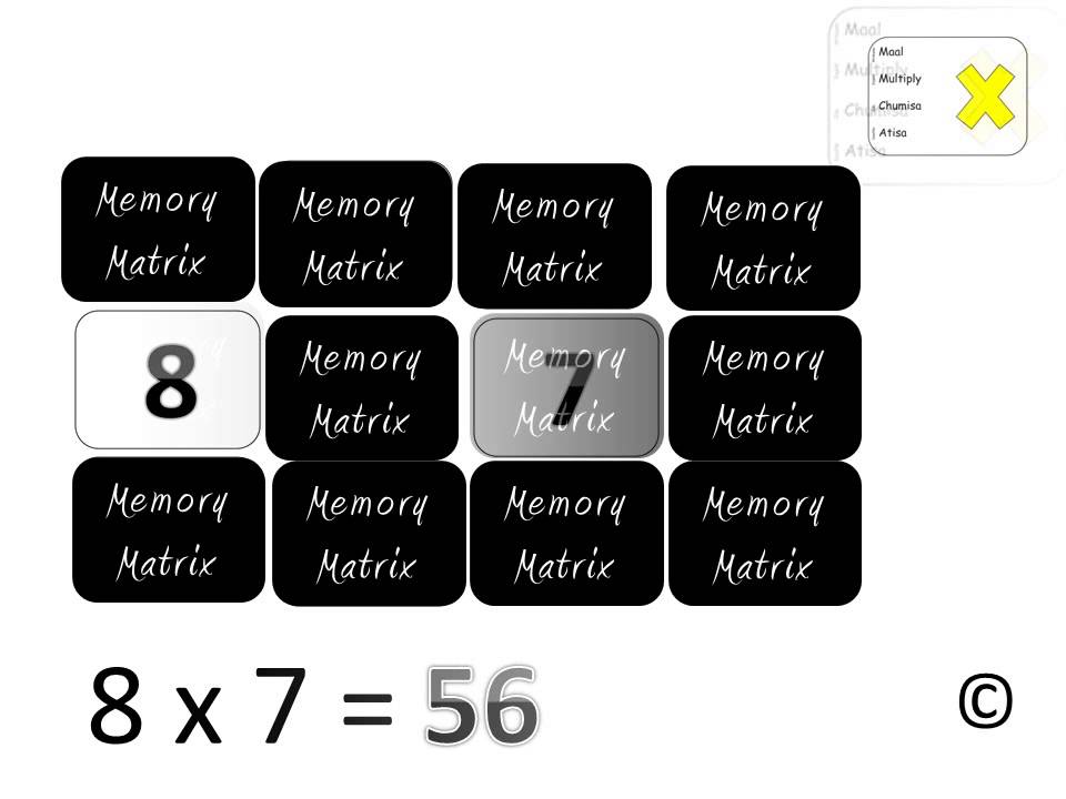 Memory Matrix Game