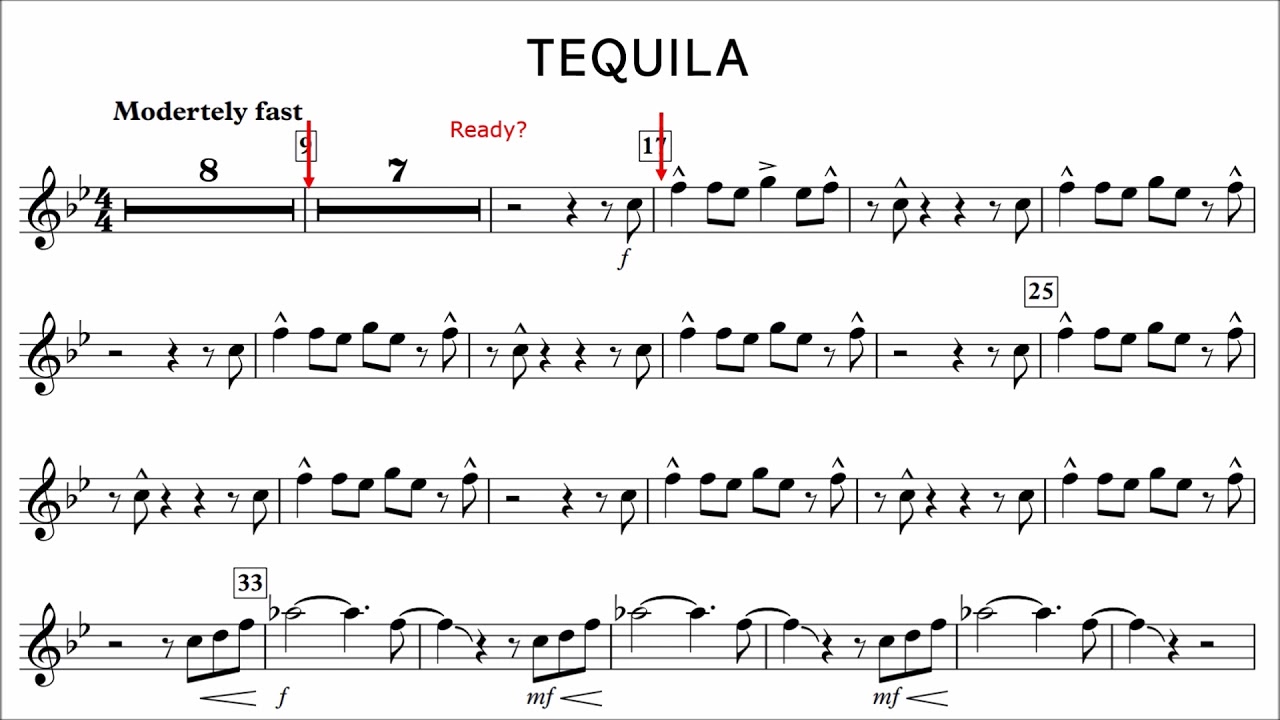 Flute Play-Along - Tequila - with sheet music
