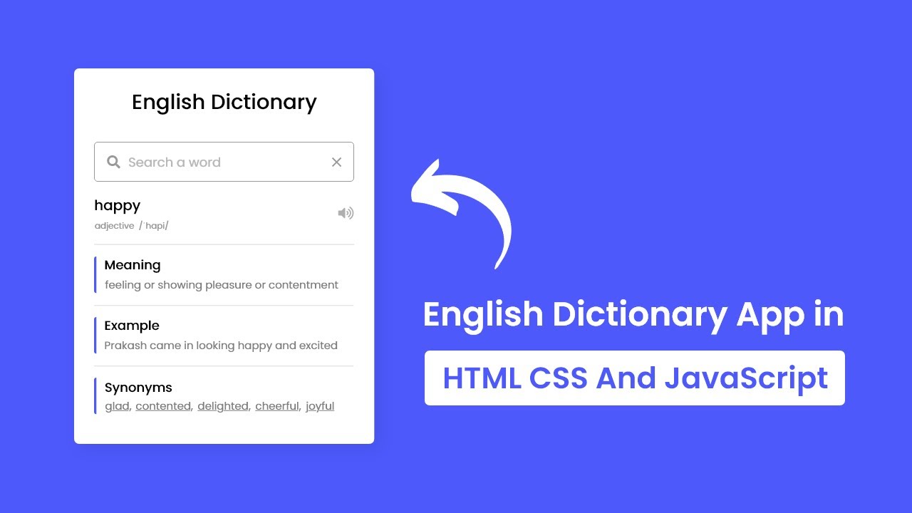 Build A Dictionary App in HTML CSS & JavaScript
