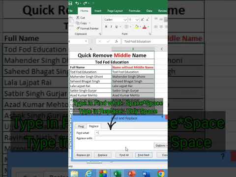 Remove Middle Name Trick in Excel - Tips & Tricks from @todfodeducation