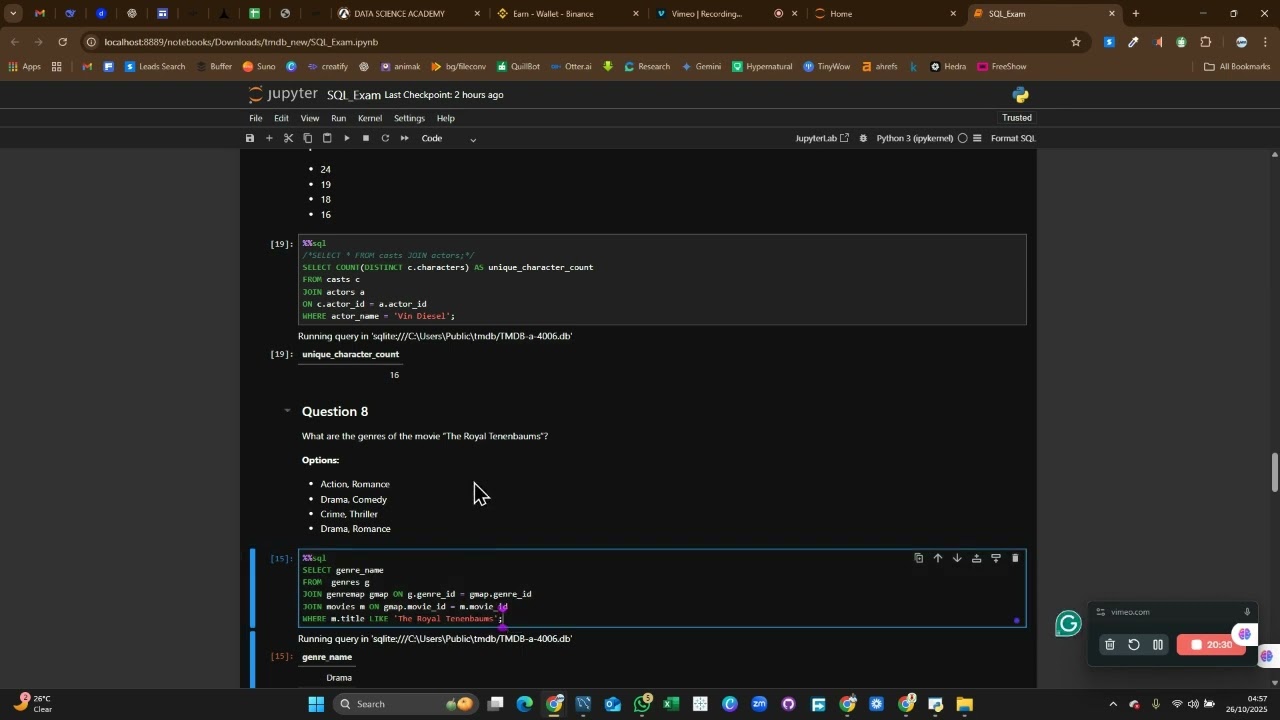 SQL EXAM - TMDB.db (Question 6-10)
