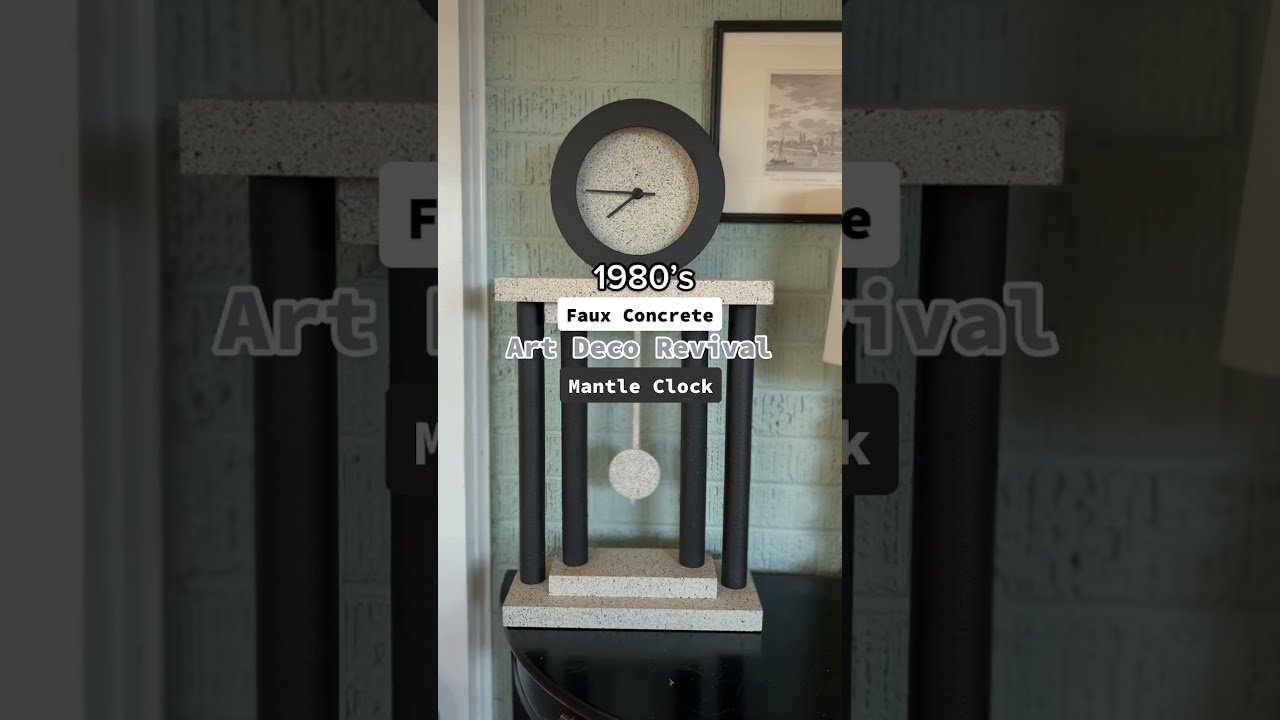 1980s Art Deco Revival Faux Concrete Mantle Clock (Thrifted Home Decor Finds) #thrifted #vintage