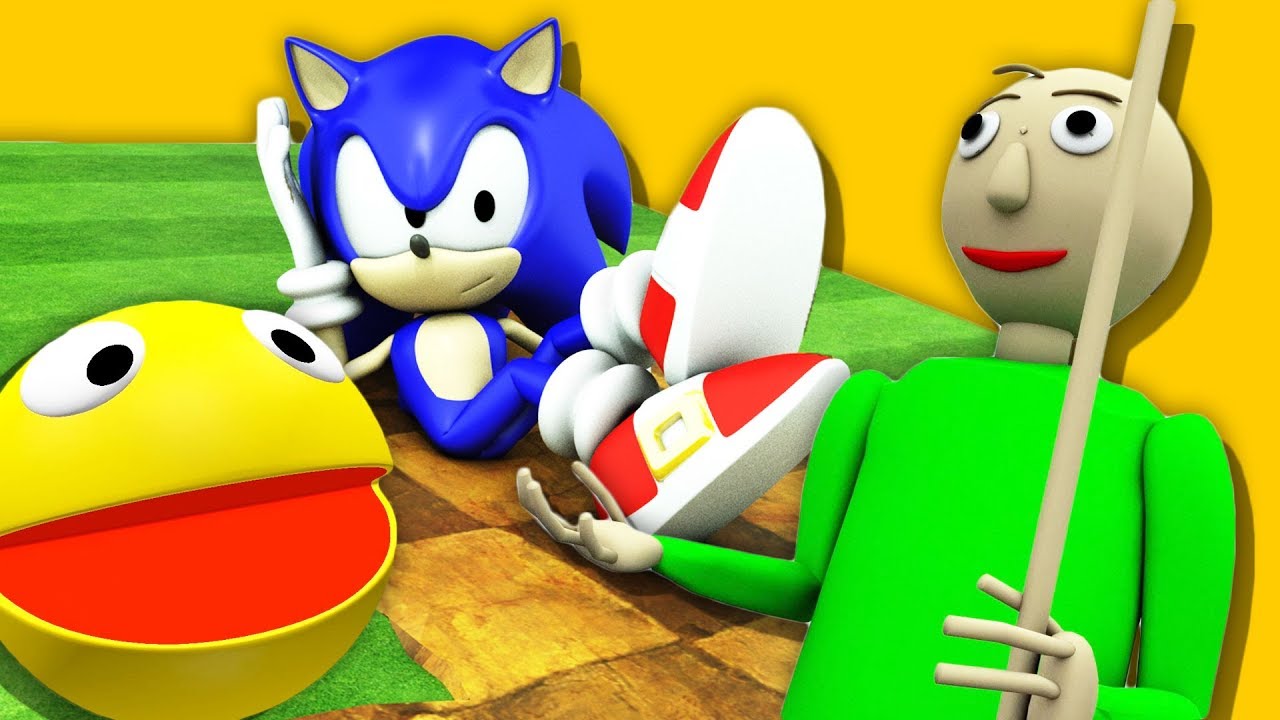 BALDI'S BASICS VS 3D PACMAN and SONIC The Hedgehog (Official series ...