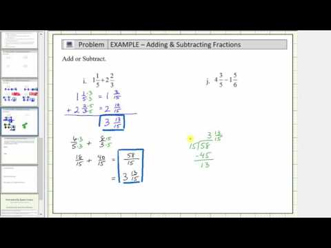 Determine the Sum and Difference of Mixed Numbers Using Formal Rules ...