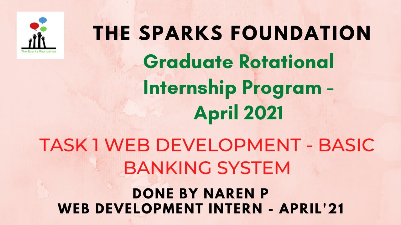 The Sparks Bank | Basic Banking System | GRIP Task - The Sparks Foundation