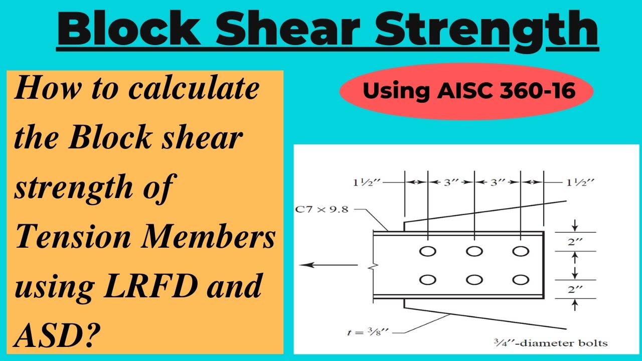 Block Shear Strength of Tension member using LRFD and ASD| Block Shear Failure numerical