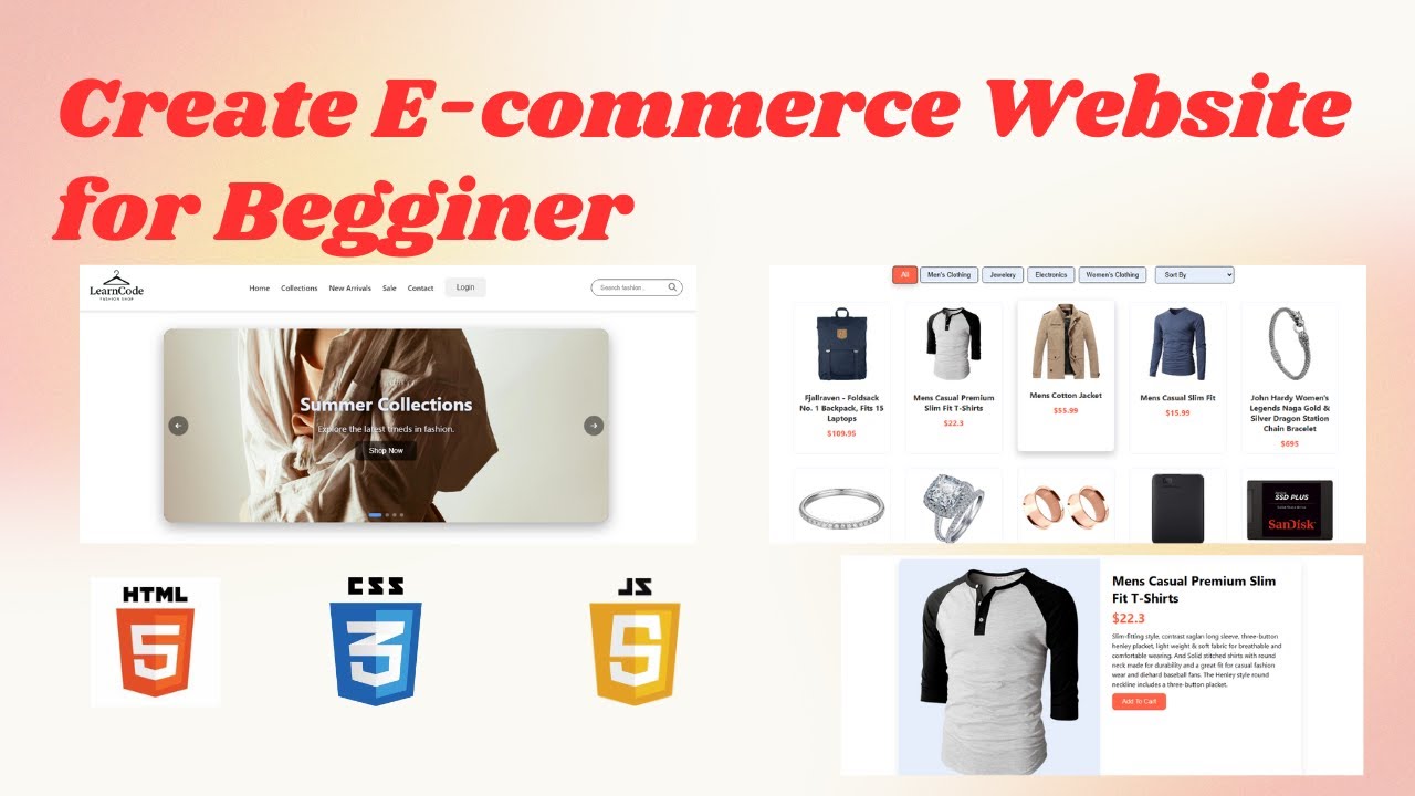 Build E-commerce Website For Begginer Using HTML CSS JAVASCRIPT || JAVASCRIPT || HTML|| #ecommerce