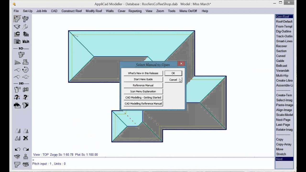 AppliCad Roof Wizard - Help Options - 1