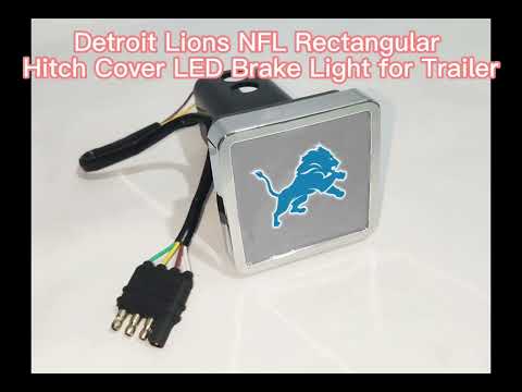 Detroit Lions NFL Rectangular Hitch Cover LED Brake Light for Trailer