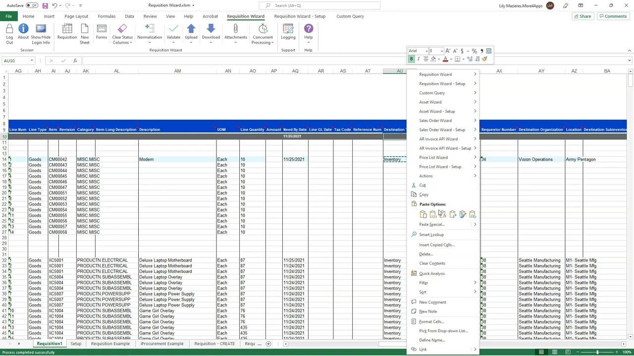 Requisition Wizard - Creating new requisitions