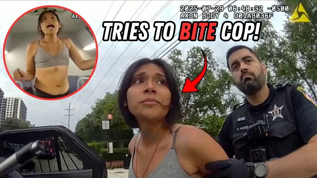 Woman Tries to Light Bus on Fire & Bite Cop, Ends Badly (Police Bodycam)