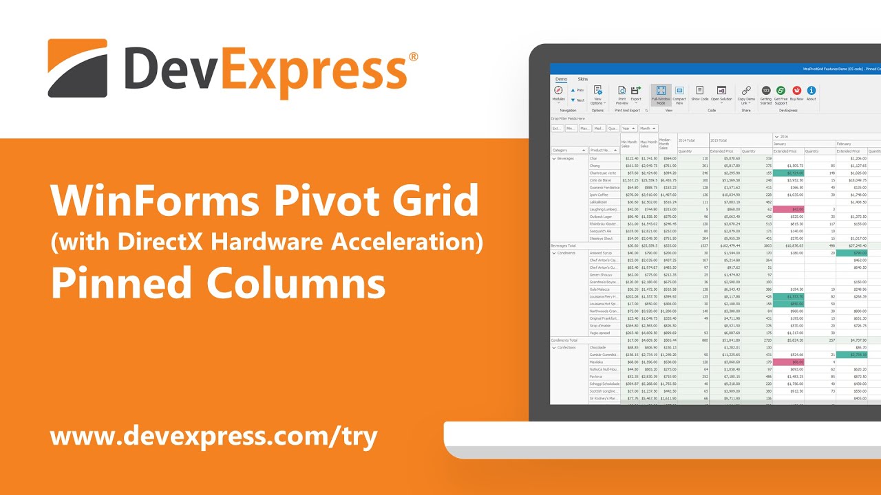 WinForms Pivot Grid Pinned Columns