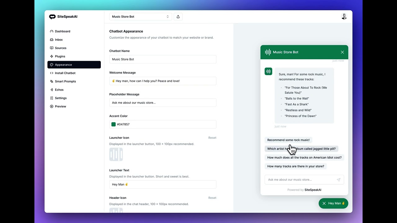 SiteSpeakAI - Chat with your SQL database