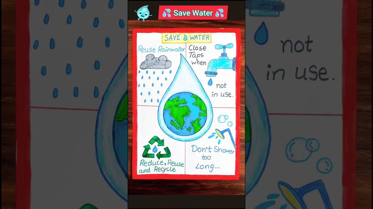 World Water Day Poster Drawing || Save Water Save Life Drawing || Save Water Save Earth Drawing Easy