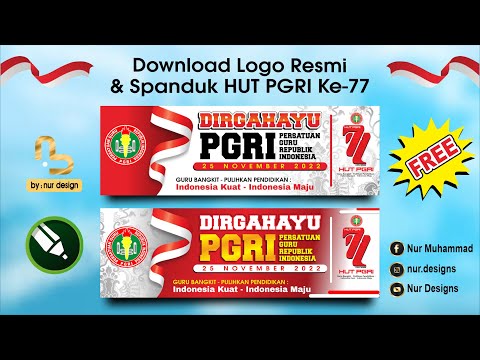 FREE !! DOWNLOAD Logo Resmi dan Spanduk HUT PGRI Ke-77 Tahun 2022 - File Format CDR