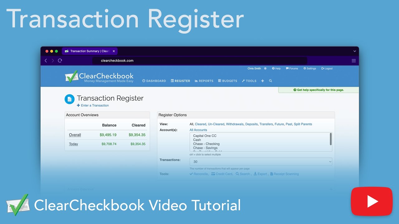 Transaction Register - ClearCheckbook