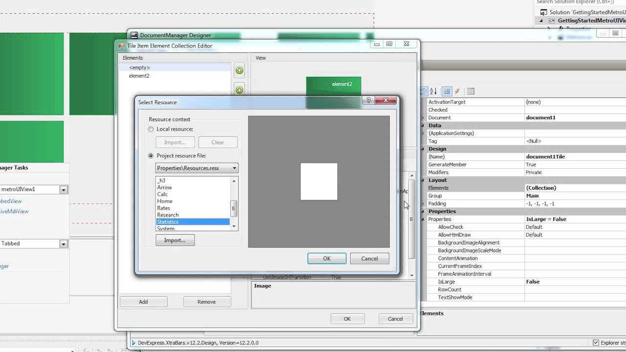 WinForms Document Manager: Adjusting Tile Size and Adding Elements