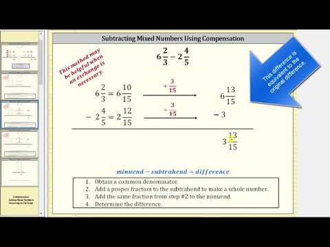 Subtract Mixed Numbers Using Compensation | Math Help from Arithmetic ...