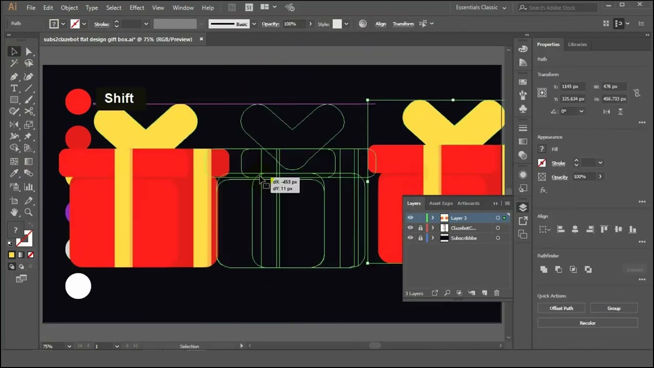 Gift Box How to Draw Vector Art Flat Illustration