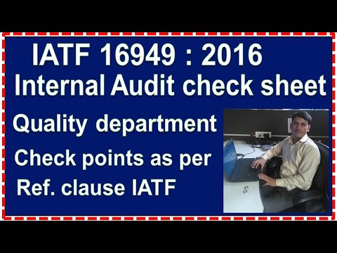 Internal audit check list for quality department, IATF audit check sheet of QA in excel sheet.