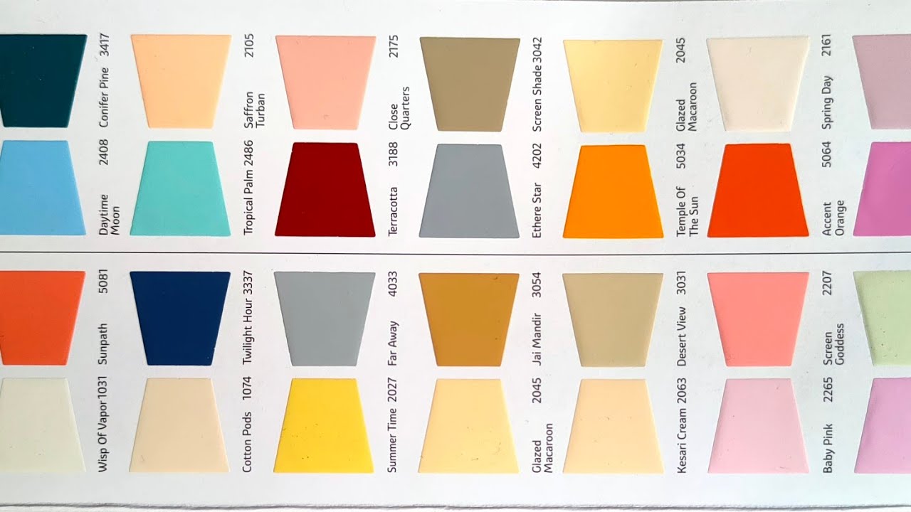 latest paint combination chart JSW paints colour combination chart with colour code wall colour idea