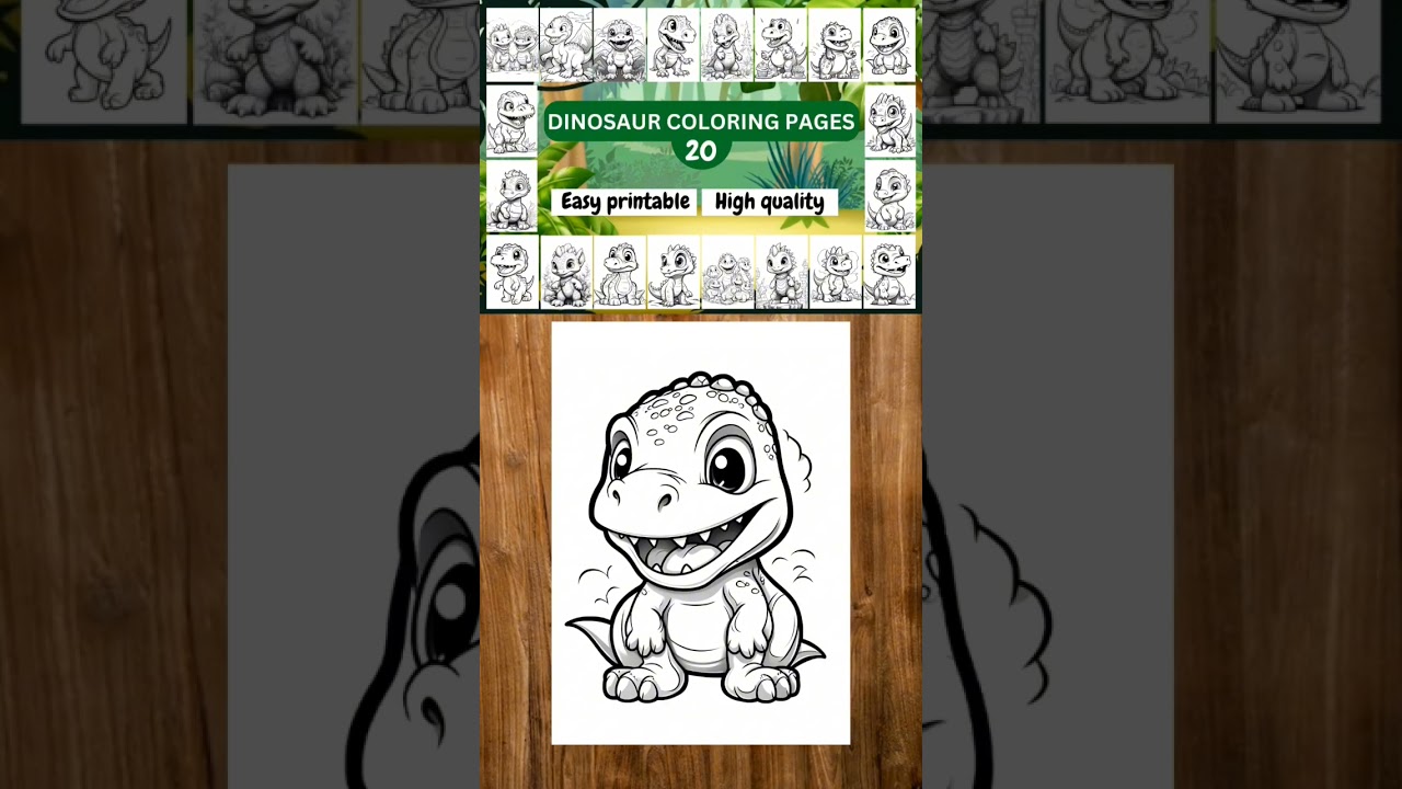 Printable cute dinosaur coloring pages for kids
