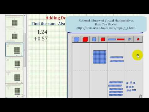 Ex 1: Find the Sum of Two Decimals Using Base Ten Blocks | Math Help from Arithmetic through ...