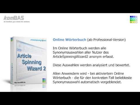 ArticleSpinningWizard2 - Tutorial 02 - Wörterbücher
