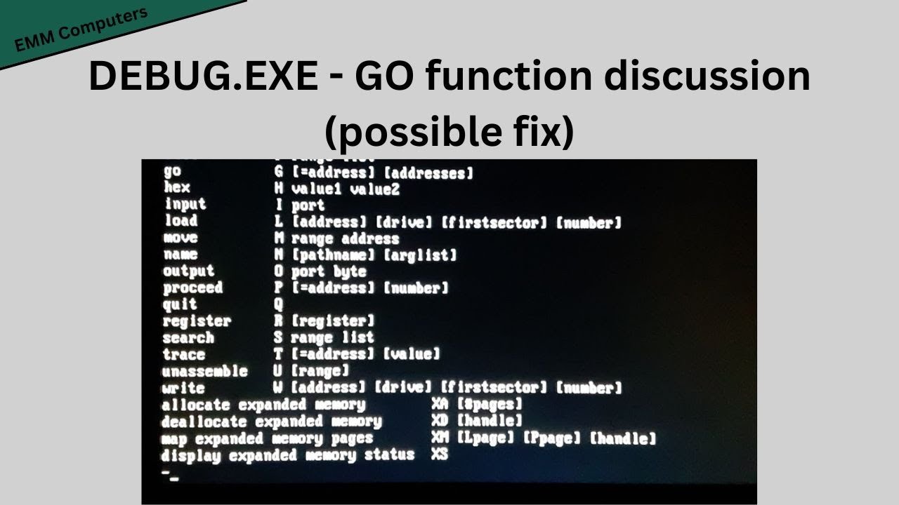 DEBUG.EXE - GO function discussion (possible fix)