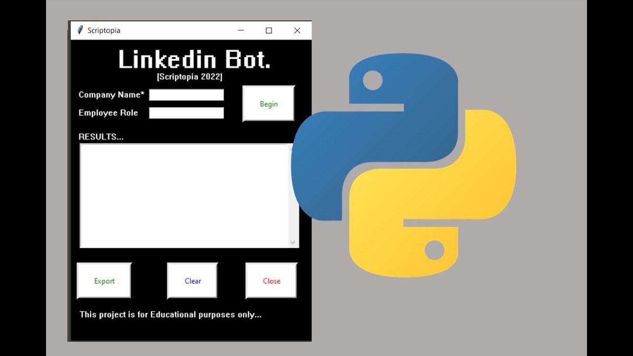 Python Tkinter & Selenium - LinkedIn profile scraper
