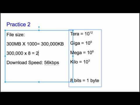 Calculating download time given file size and transfer speed part 3