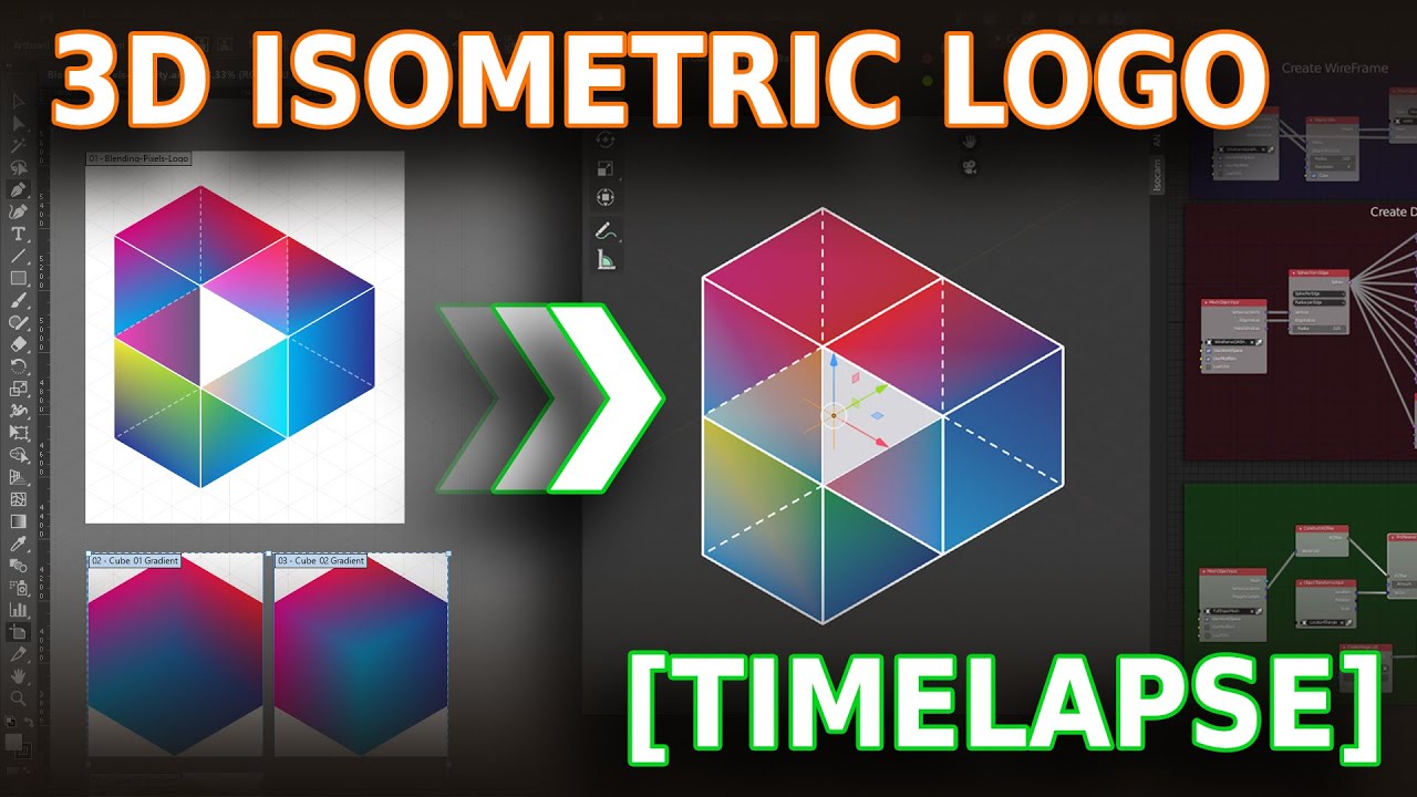 ISOMETRIC LOGO DESIGN - 2D Vector to 3D Render [TIMELAPSE]