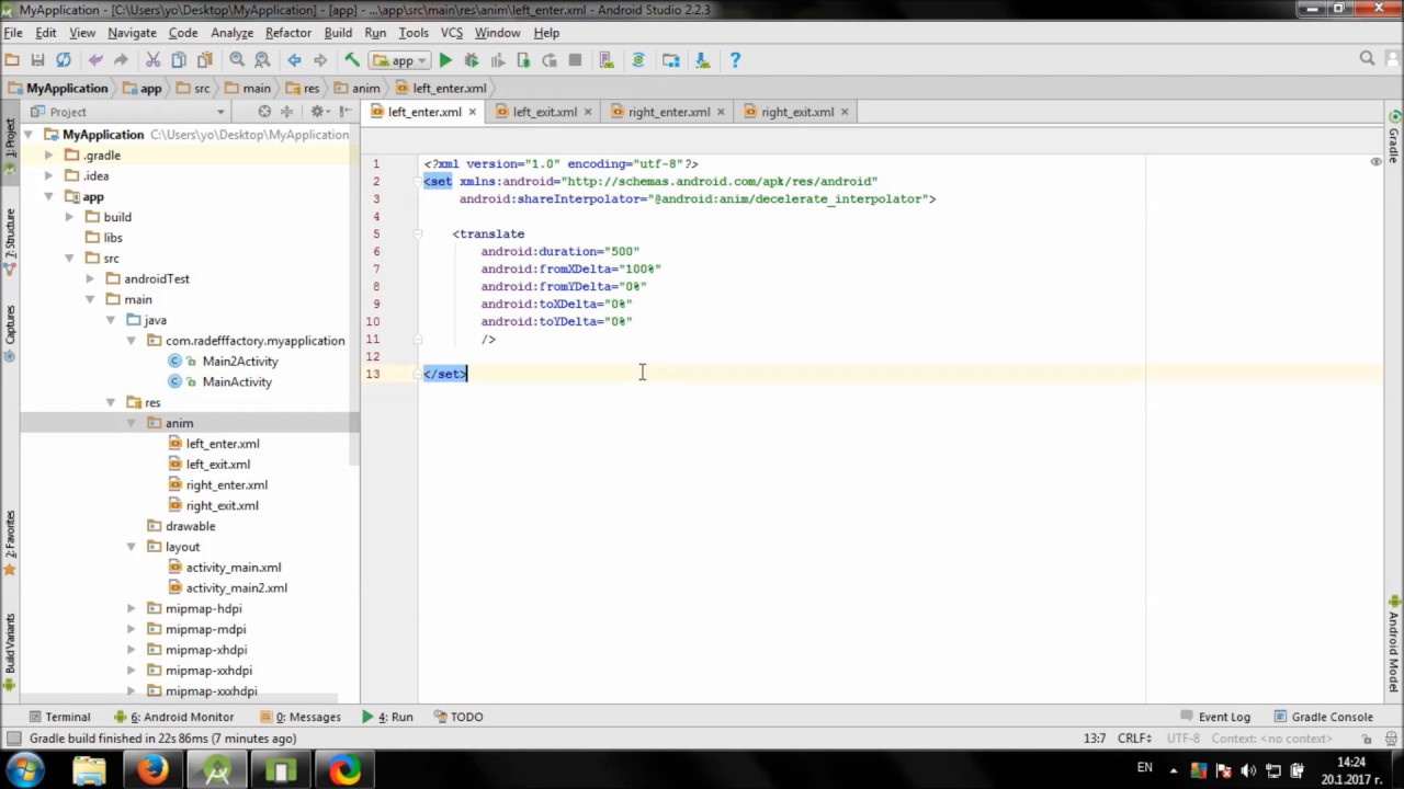 Working with Screen Transitions in Android Studio