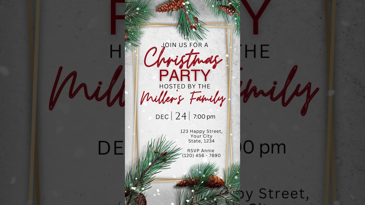 Christmas Video Invitation - Editable X-mas Party Invite