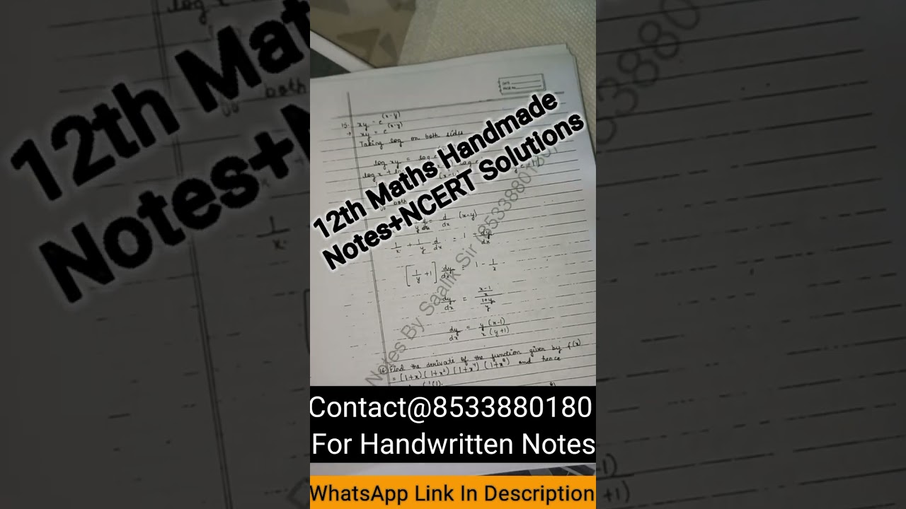 Class 12th maths handwritten notes | NCERT Handmade solution | Example Solved |  Best maths notes 12