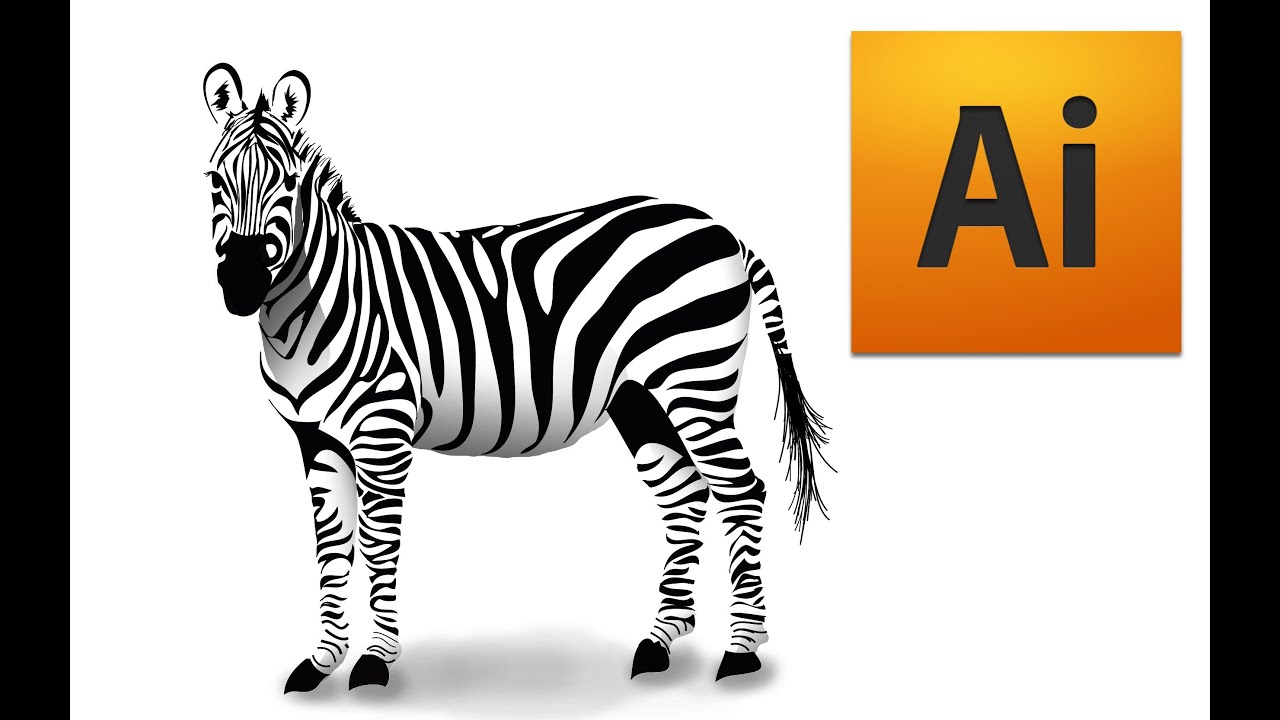 How to draw a zebra in Adobe Illustrator | Digital vector drawing tutorial