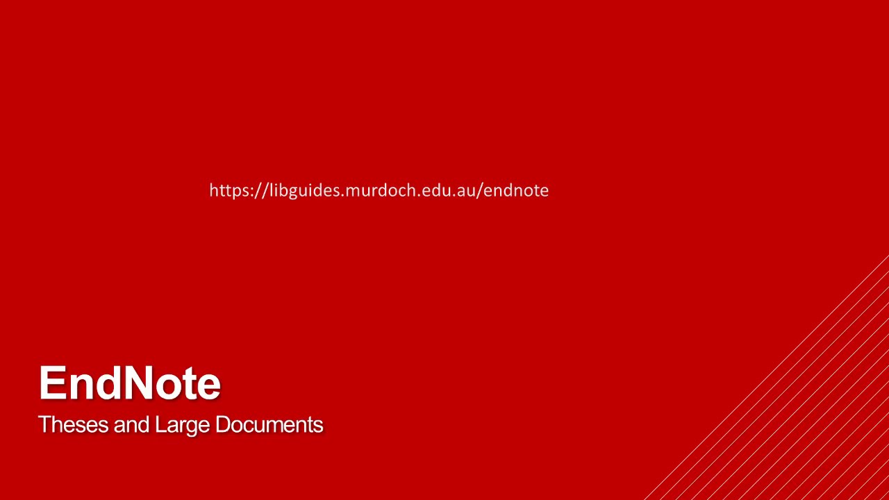 Advanced EndNote - Theses & Large Documents