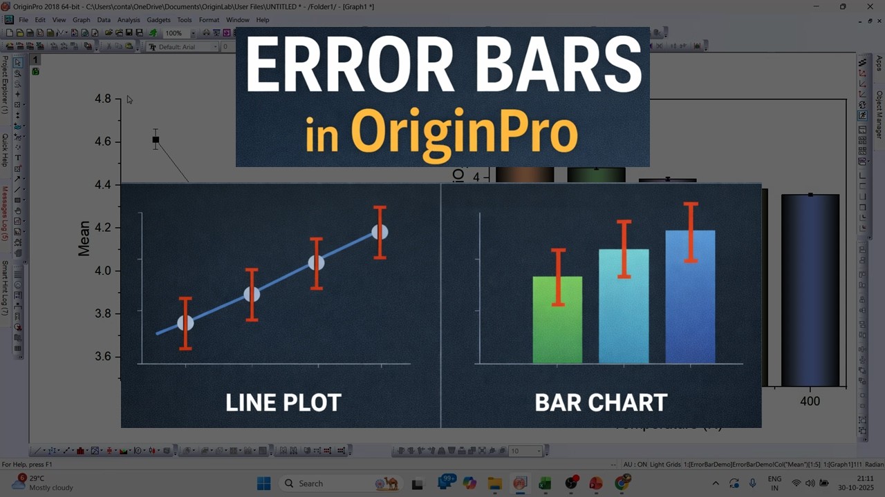 Error Bars in OriginPro | Plot Line & Bar Graphs with Standard Deviation